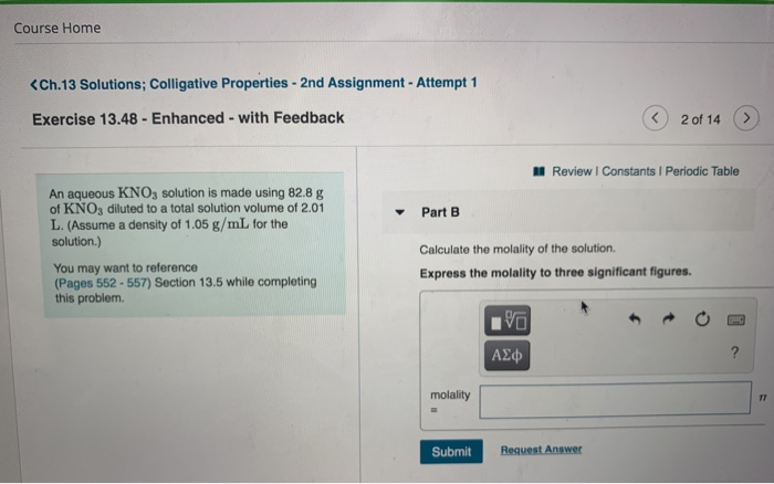 Solved Course Home Review Constants 1 Periodic Table Part B | Chegg.com