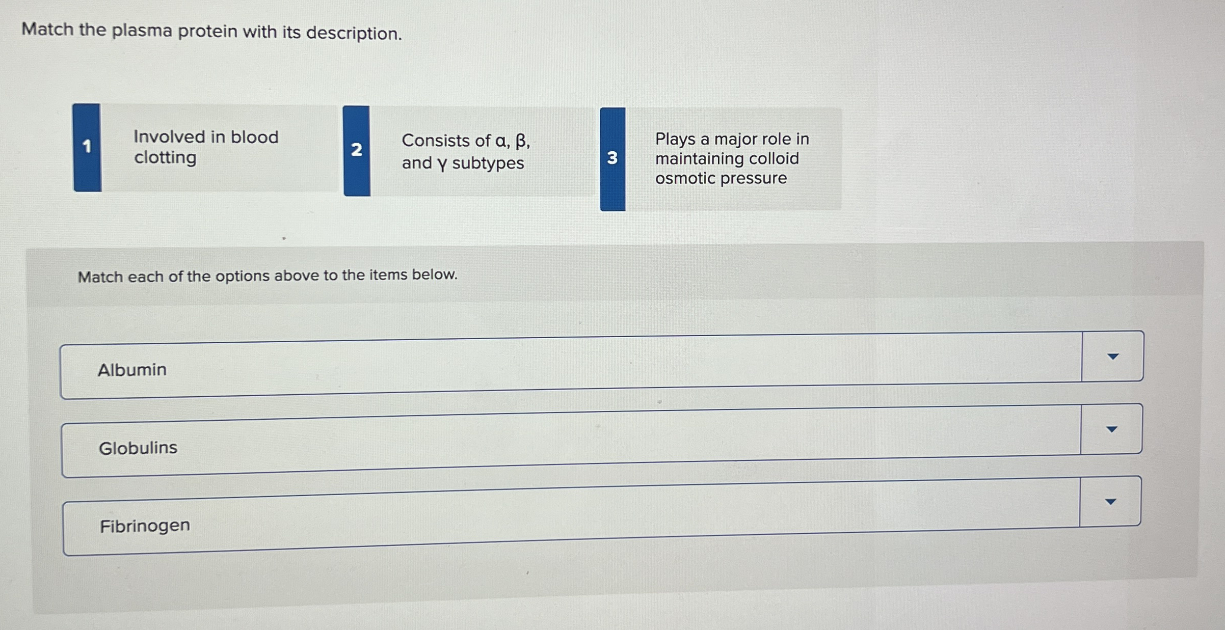 Solved Match the plasma protein with its | Chegg.com