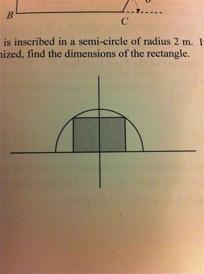 Solved A rectangle is inscribed in a semi circle of radius | Chegg.com