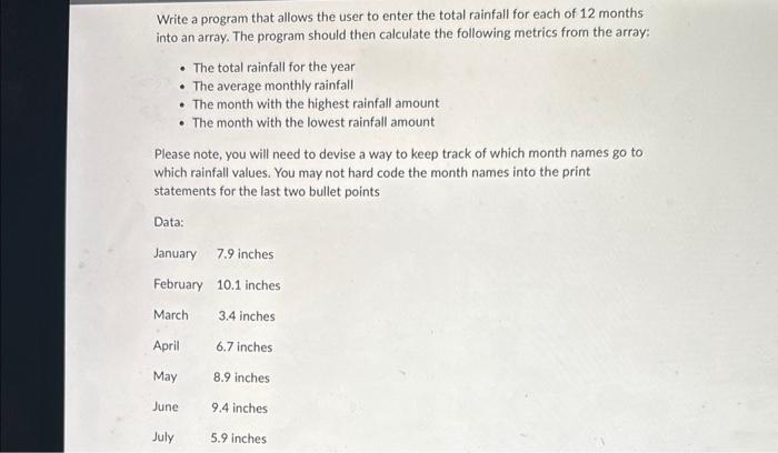 Solved Write a program that allows the user to enter the | Chegg.com
