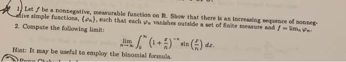 Solved 1) Let / be a nonnegative, measurable function on R. | Chegg.com