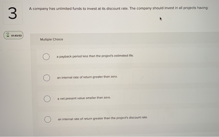 Solved A company has unlimited funds to invest at its | Chegg.com