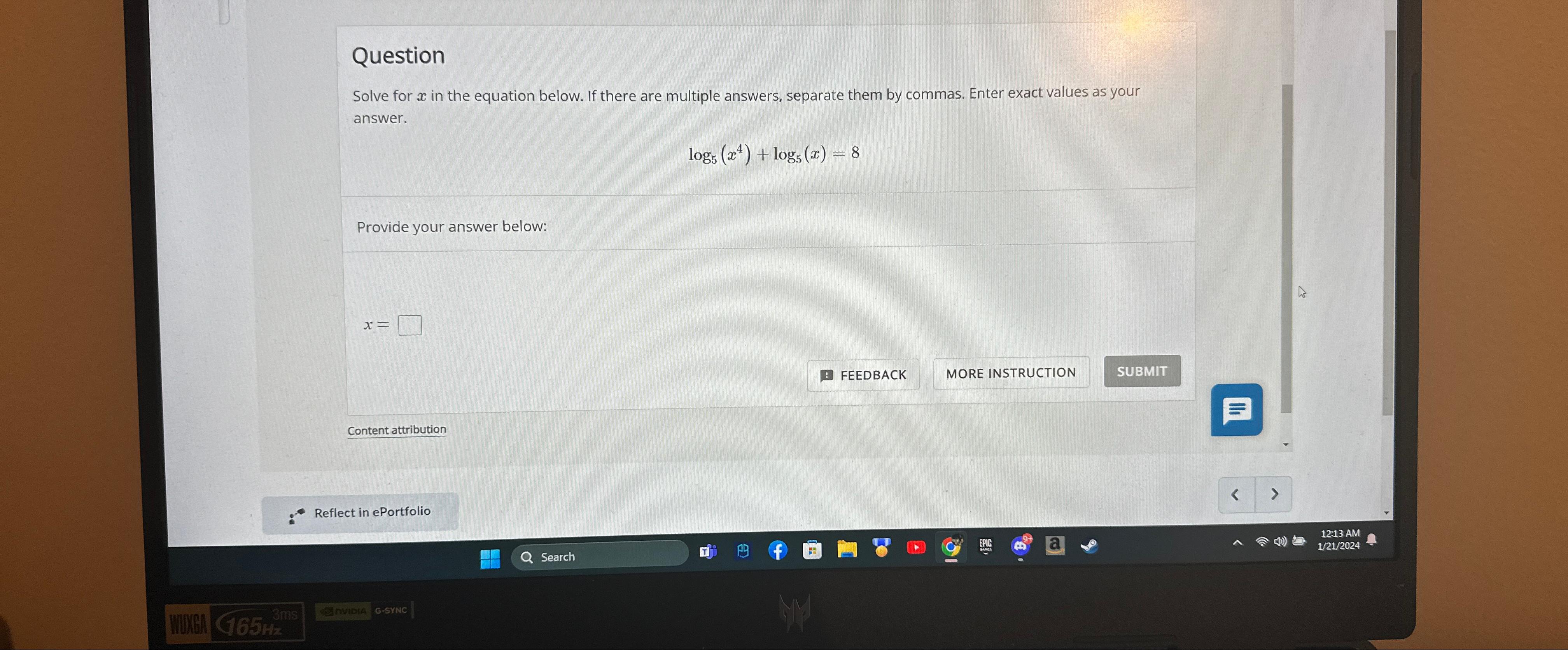 Solved QuestionSolve for x ﻿in the equation below. If there | Chegg.com