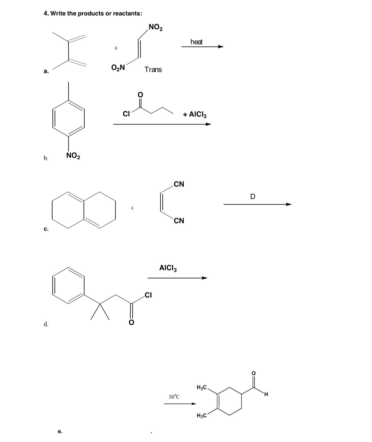 Solved Write the products or reactants. ANSWER ALL PARTS OF | Chegg.com