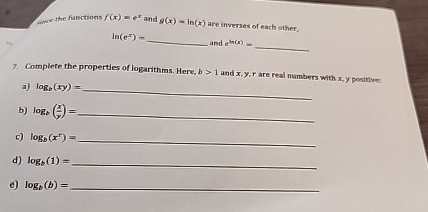 Solved since the functions f(x)=ex ﻿and g(x)-ln(x) ﻿are | Chegg.com | Chegg.com