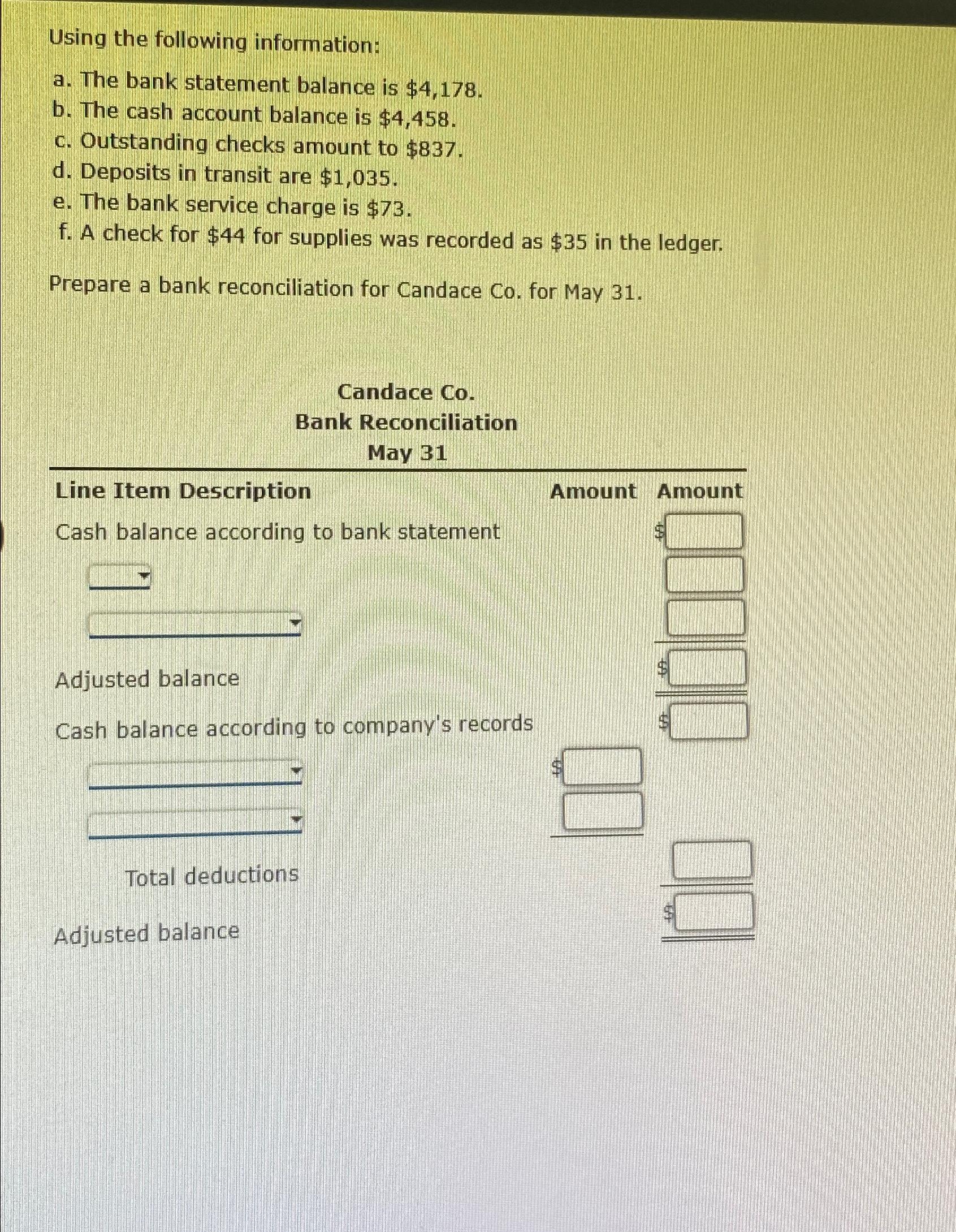 Solved Using the following information:a. ﻿The bank | Chegg.com