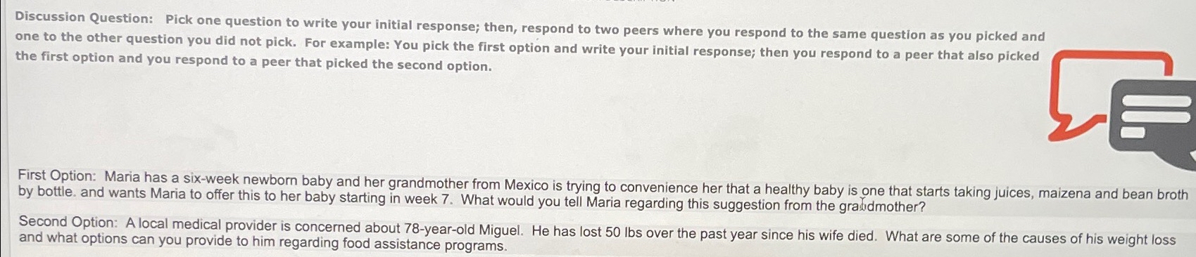 Solved Discussion Question: Pick one question to write your | Chegg.com
