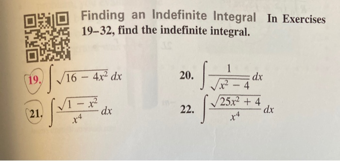Solved finding the indefinite integral in exercises 19-32, | Chegg.com