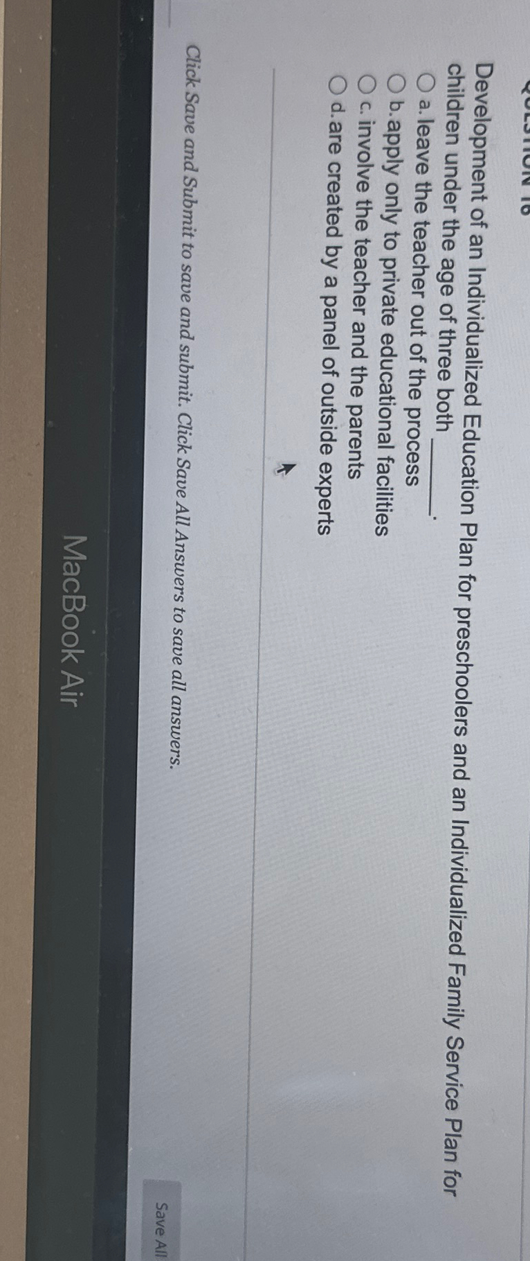 Solved Development of an Individualized Education Plan for | Chegg.com