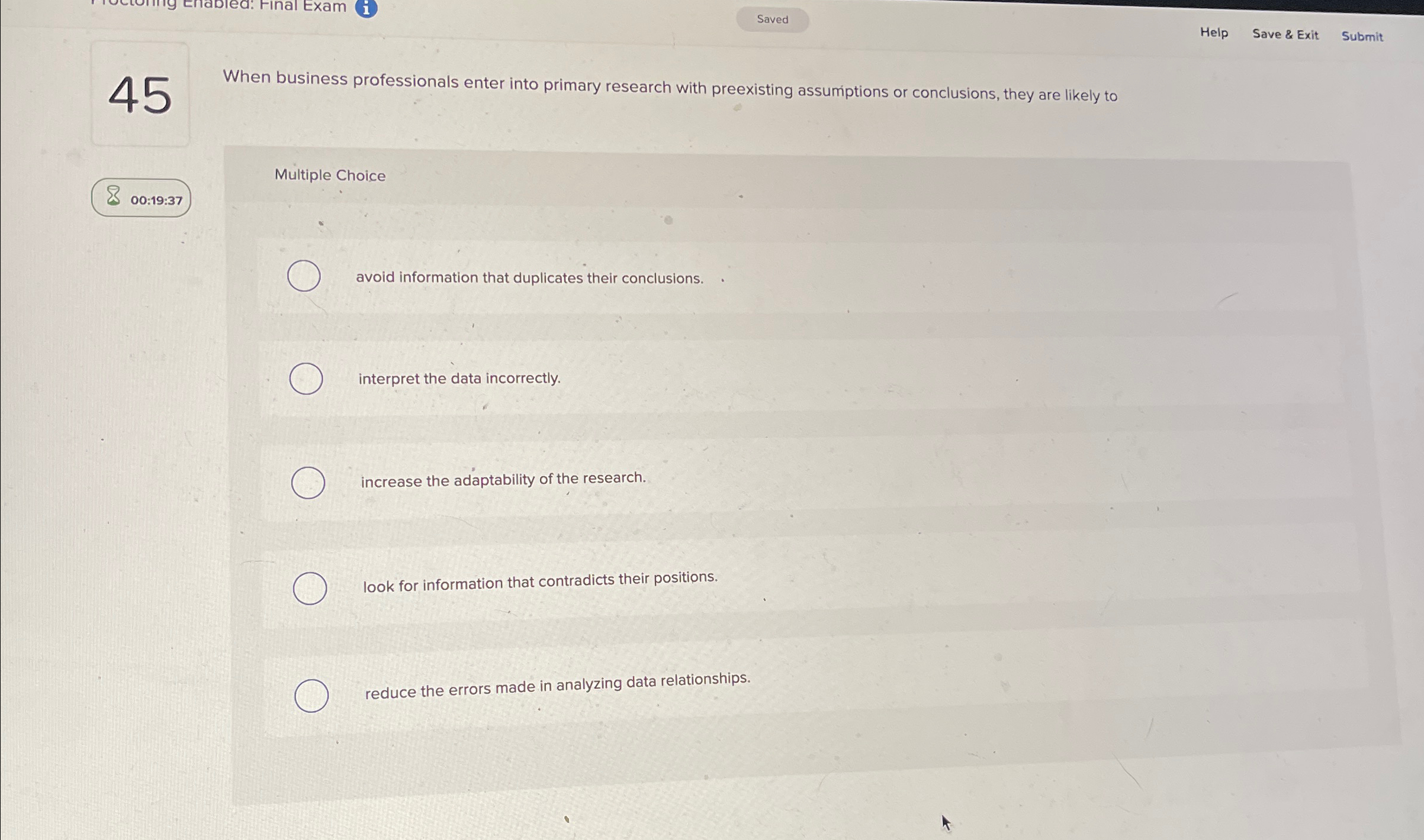 Solved SavedHelpSave & ExitSubmit45When business | Chegg.com