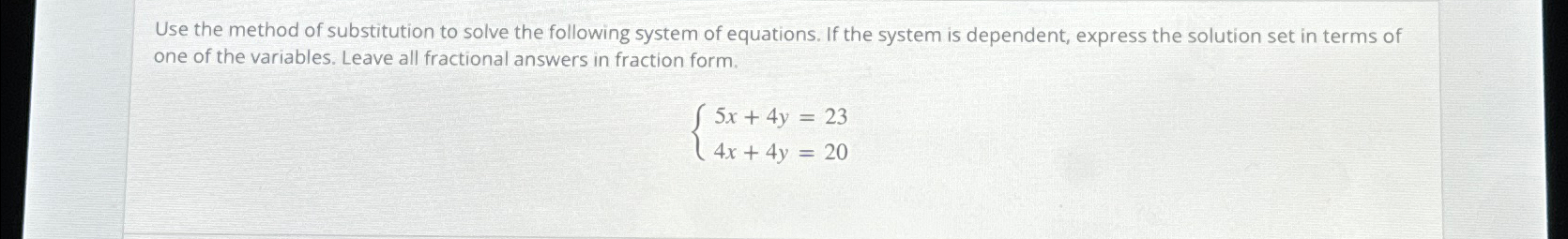 Solved Use the method of substitution to solve the following | Chegg.com
