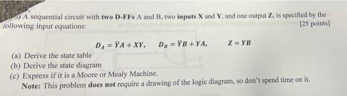 Solved JA sequential circuit with two D-FFs A and B, two | Chegg.com