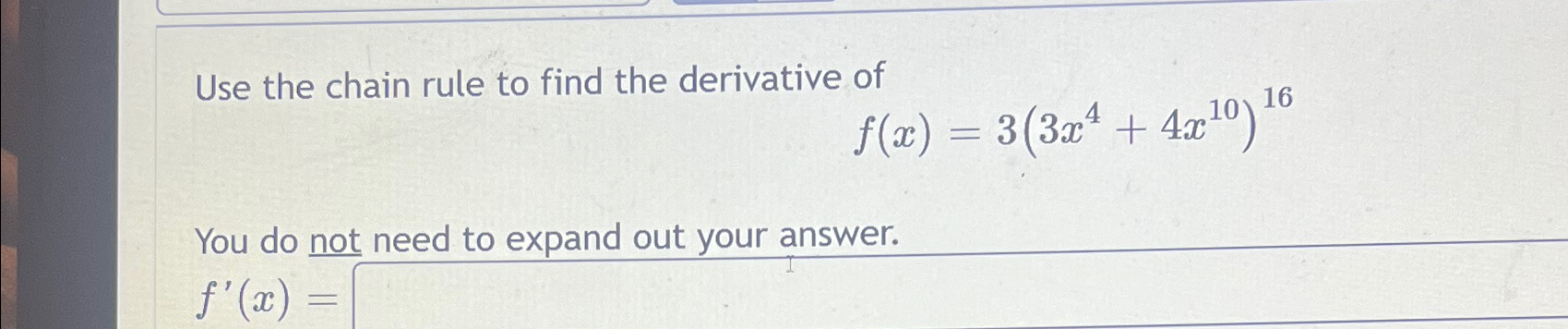 Solved Use the chain rule to find the derivative | Chegg.com