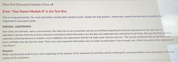 Solved [Post First Discussion] Module 8 Post At Enter "Your | Chegg.com