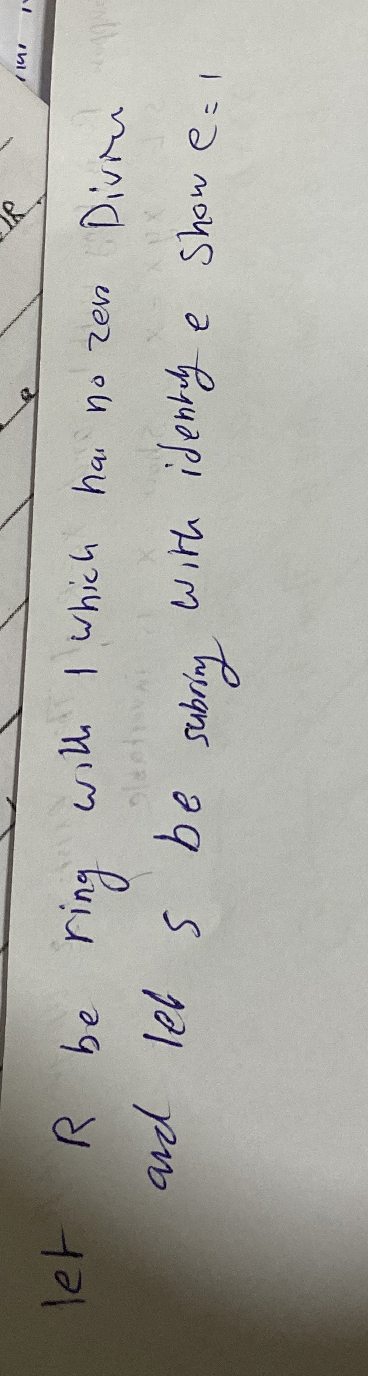 Solved let R ﻿be ring with I which hai no zer Divin and let | Chegg.com