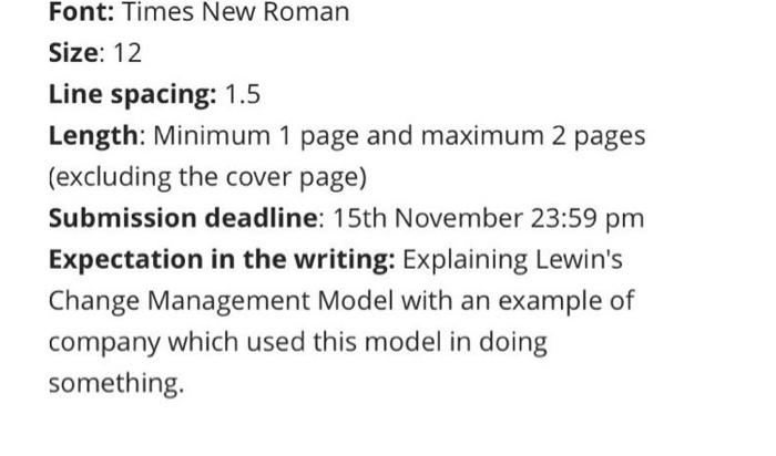 Solved Font: Times New Roman Size: 12 Line spacing: 1.5 | Chegg.com