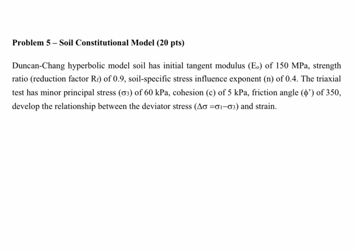 Solved Problem 5 - Soil Constitutional Model (20 pts) | Chegg.com