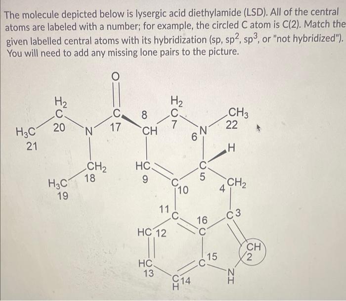 Solved The molecule depicted below is lysergic acid | Chegg.com