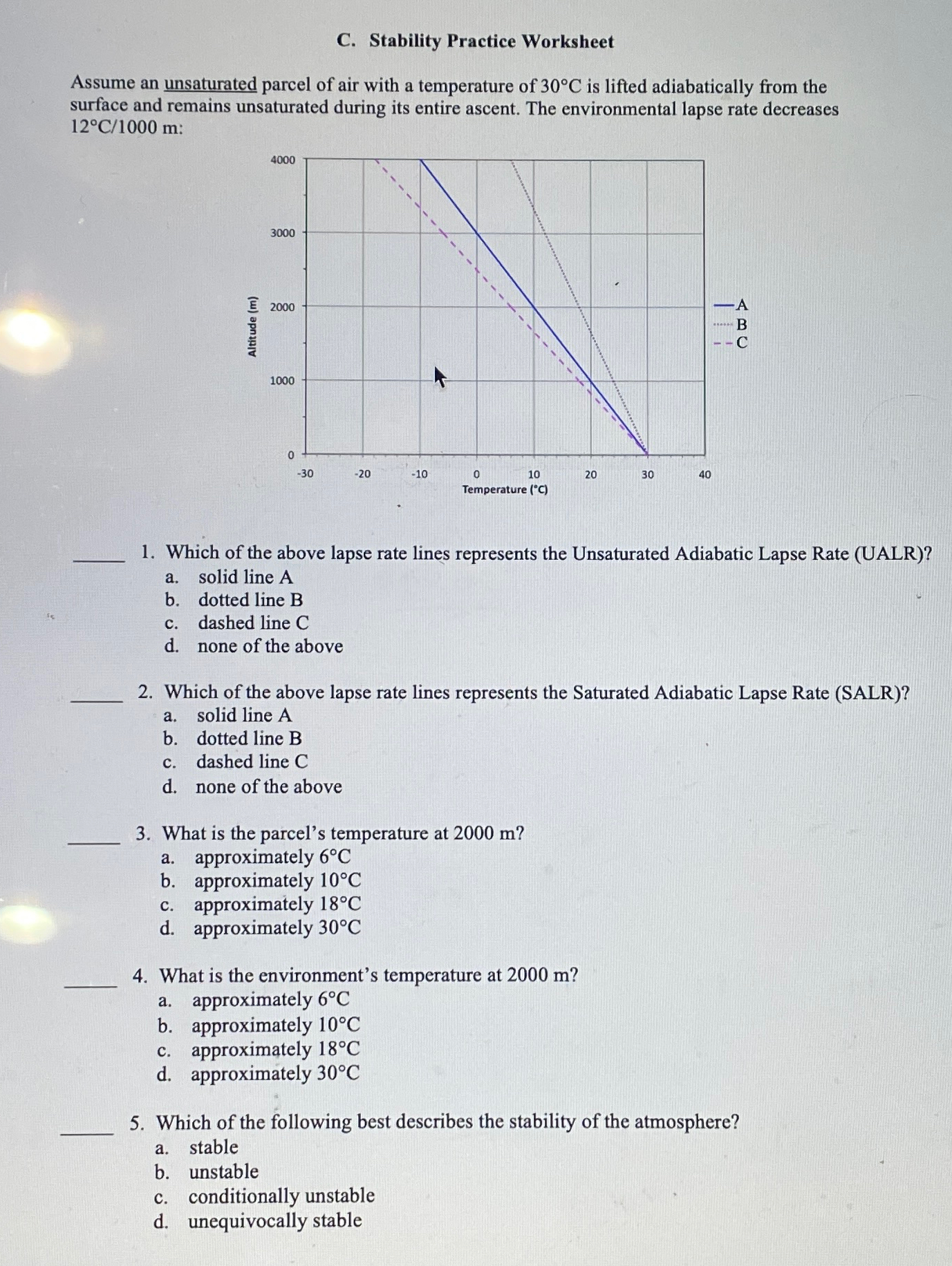 Solved C. ﻿Stability Practice WorksheetAssume an unsaturated | Chegg.com
