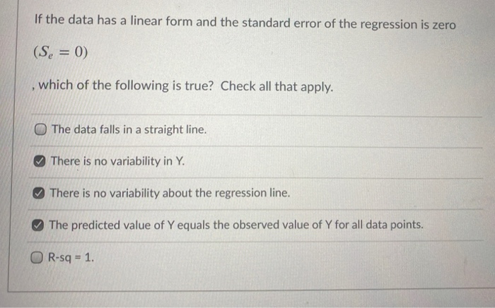 Solved If the data has a linear form and the standard error | Chegg.com