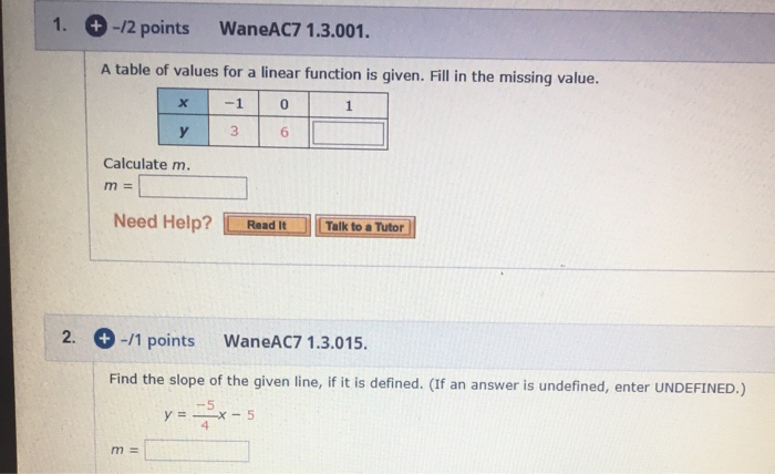 Solved 1. + -12 points WaneAC7 1.3.001. A table of values | Chegg.com