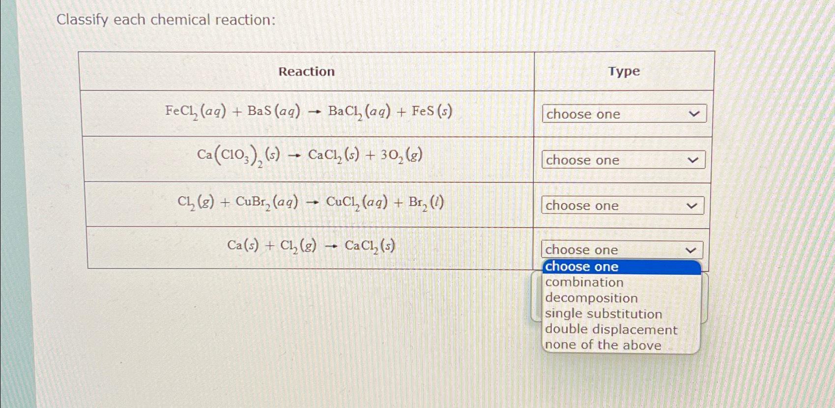 Solved Classify each chemical | Chegg.com