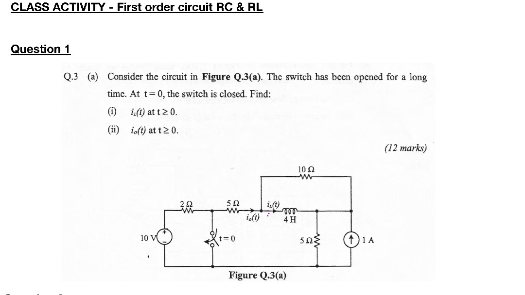 Solved CLASS ACTIVITY - ﻿First order circuit RC & RLQuestion | Chegg.com