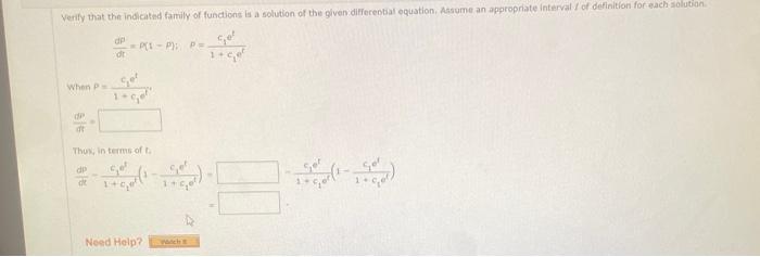 Solved Verify that the indicated family of functions is a | Chegg.com