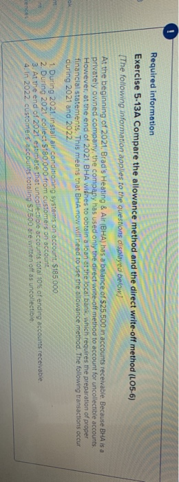 Required information Exercise 5.13A Compare the | Chegg.com