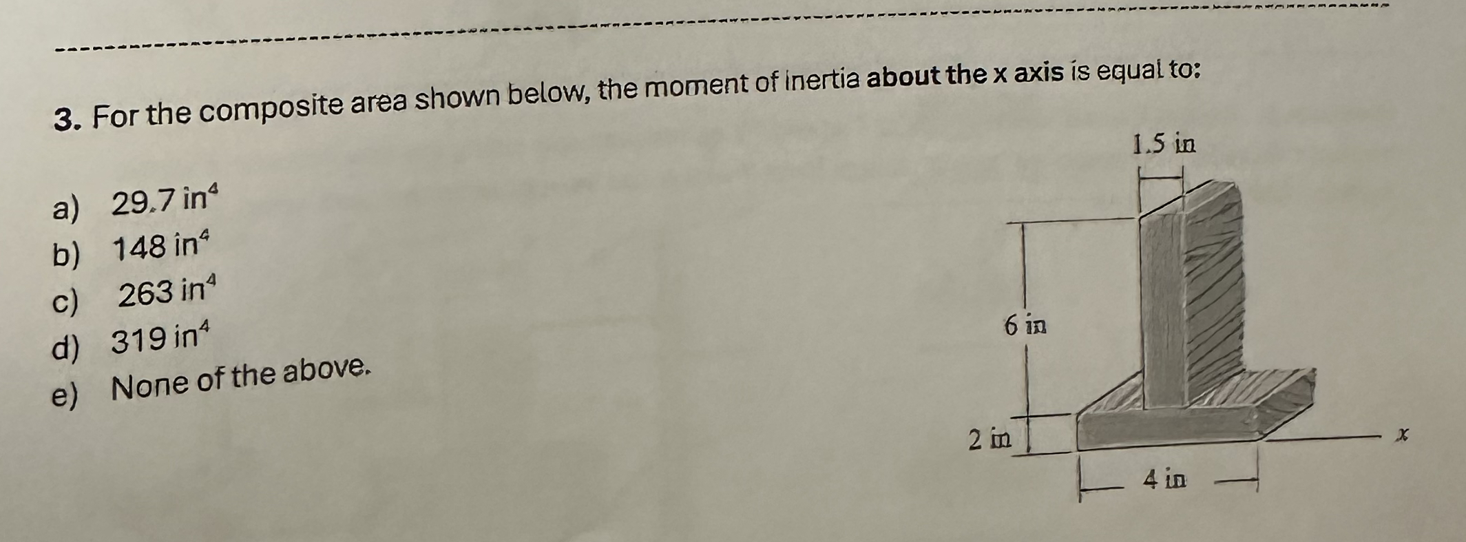 Solved For the composite area shown below, the moment of | Chegg.com