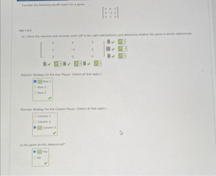 Solved Consider the following poreff matra fer a game. | Chegg.com