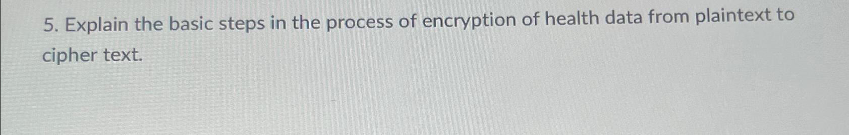Solved Explain the basic steps in the process of encryption | Chegg.com