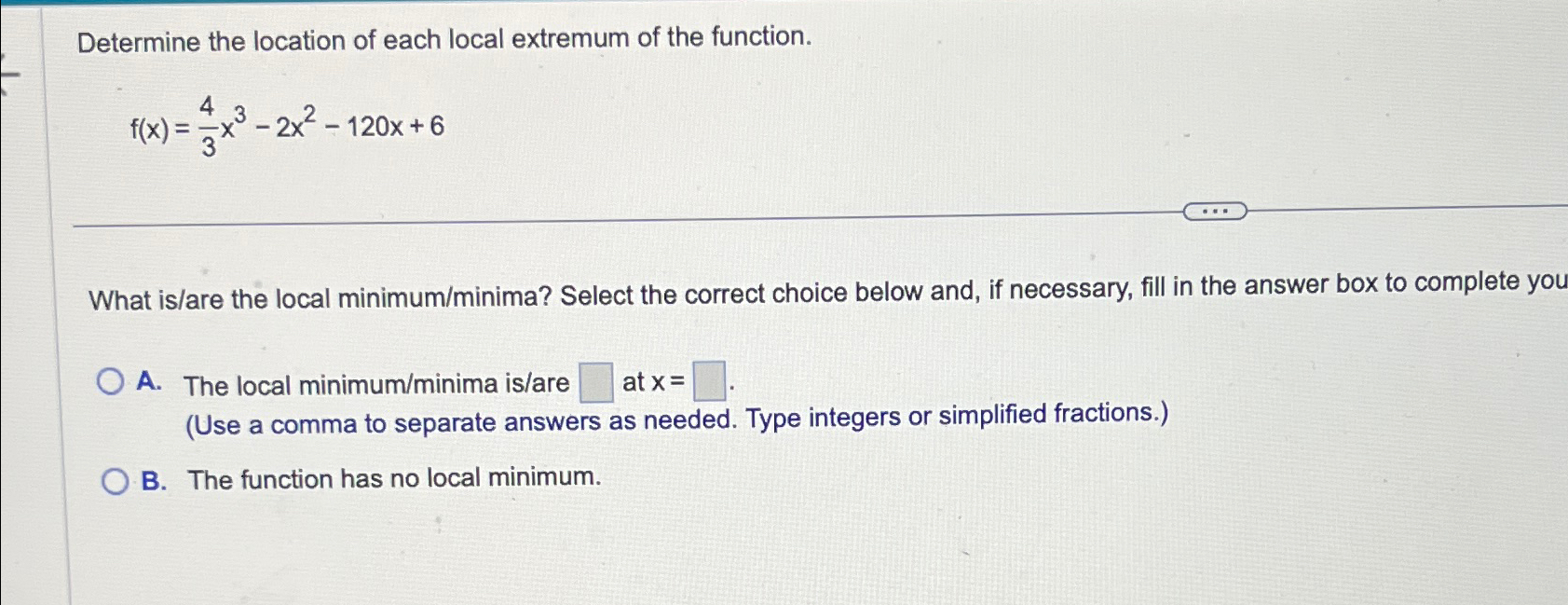 Solved Determine the location of each local extremum of the | Chegg.com