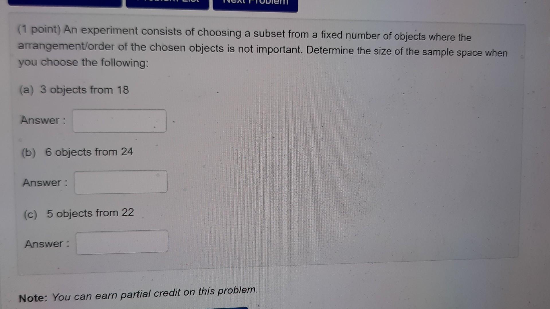 Solved 1 Point An Experiment Consists Of Choosing A Subset