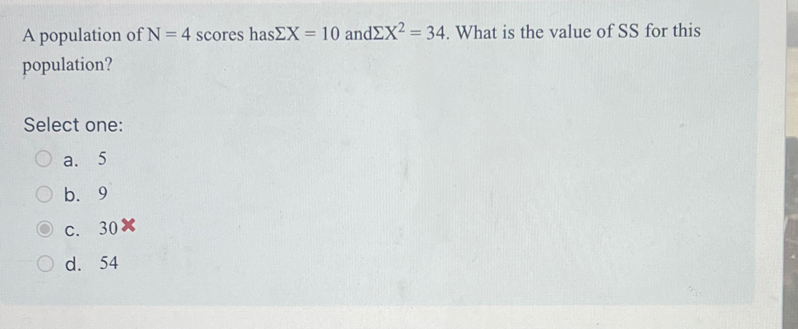 Solved A population of N=4 ﻿scores has Σx=10 ﻿and Σx2=34. | Chegg.com