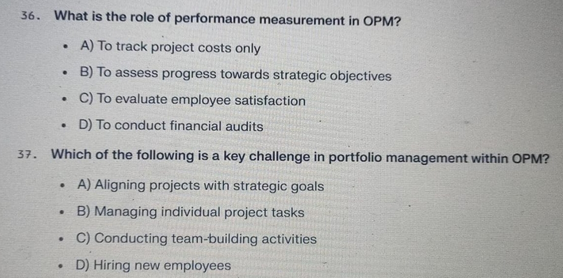 Solved What is the role of performance measurement in OPM?A) | Chegg.com