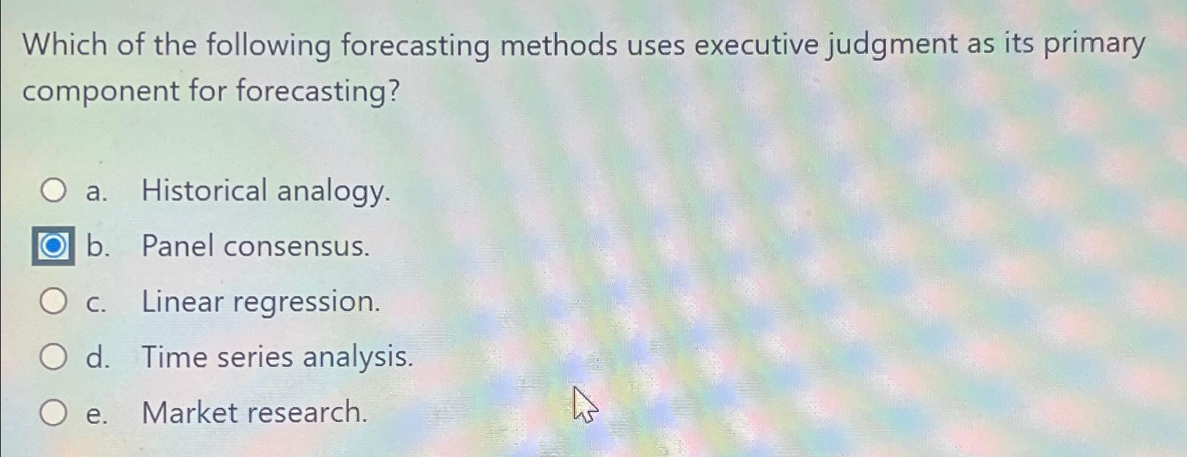 Solved Which of the following forecasting methods uses | Chegg.com