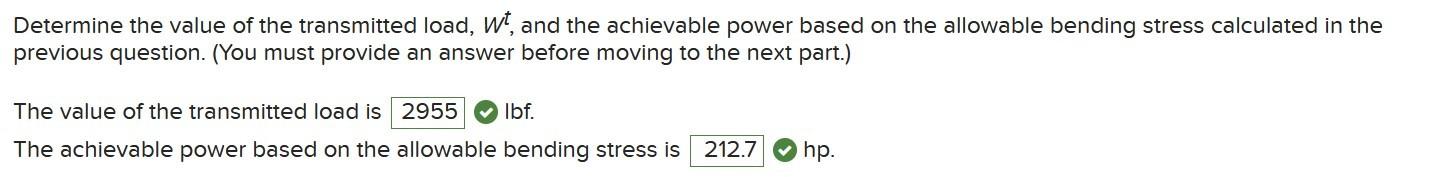 Solved Determine the value of the transmitted load, Wt, and | Chegg.com