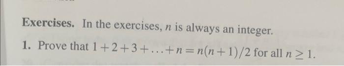 Solved Exercises. In the exercises, n is always an integer. | Chegg.com