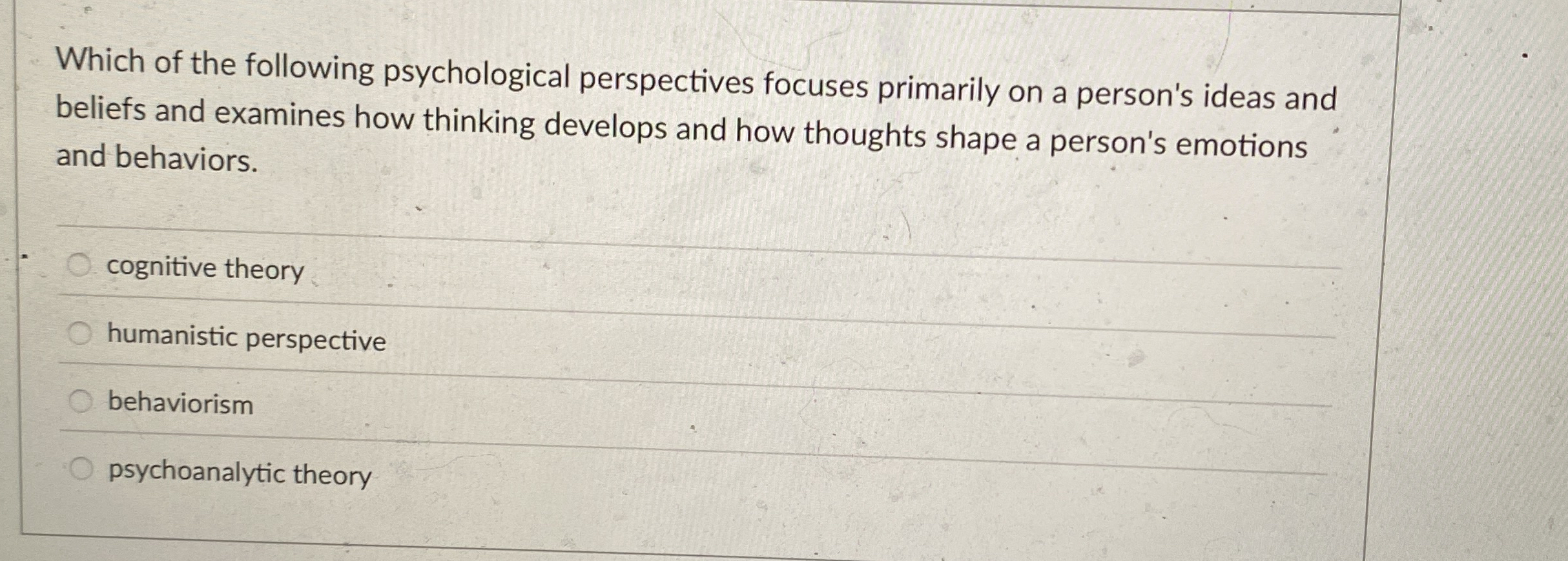 Solved Which of the following psychological perspectives | Chegg.com