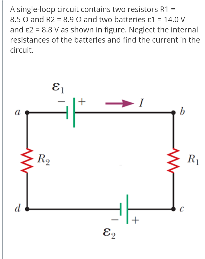 Solved = A single-loop circuit contains two resistors R1 = | Chegg.com