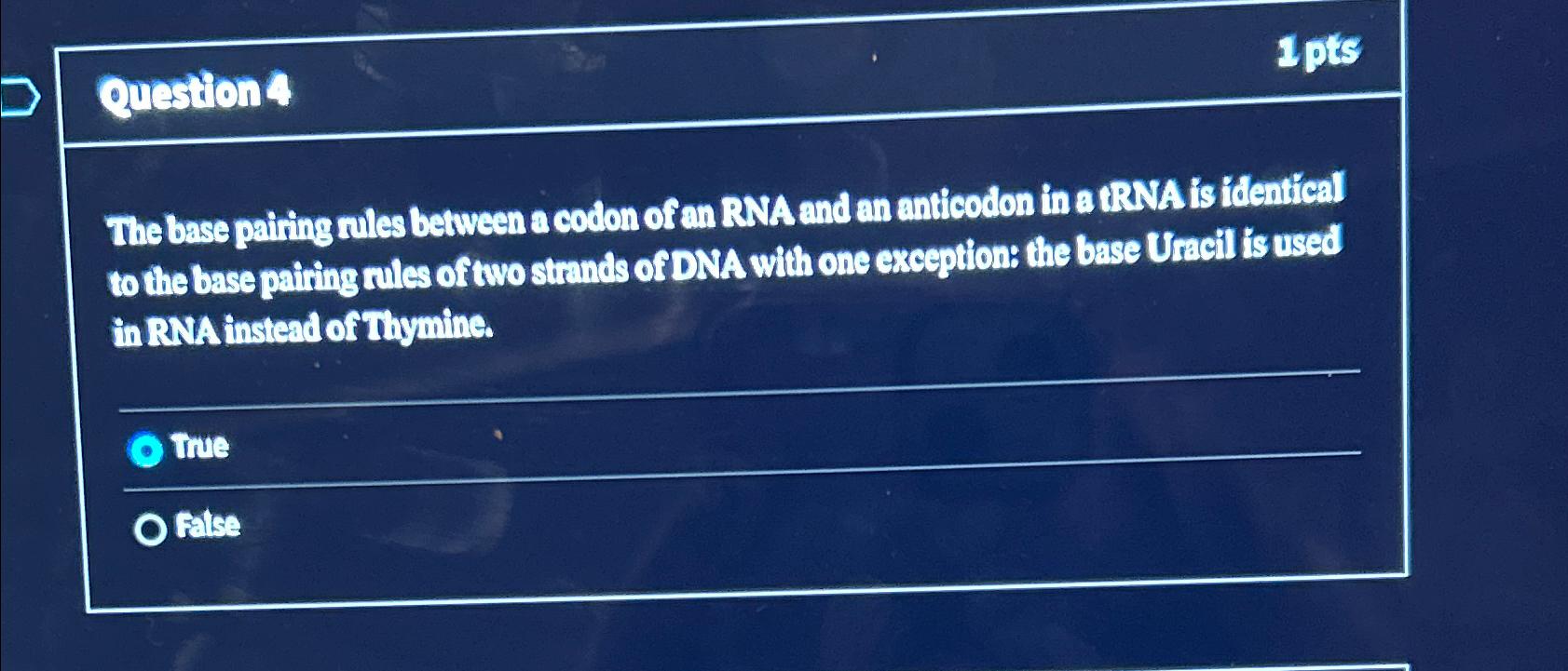 Solved Question 41 ﻿ptsThe base pairing rules between a | Chegg.com