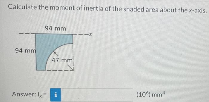 [Solved]: Calculate the moment of inertia of the shaded are