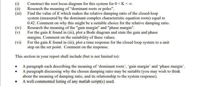 Solved The stability of a depth control system for a | Chegg.com
