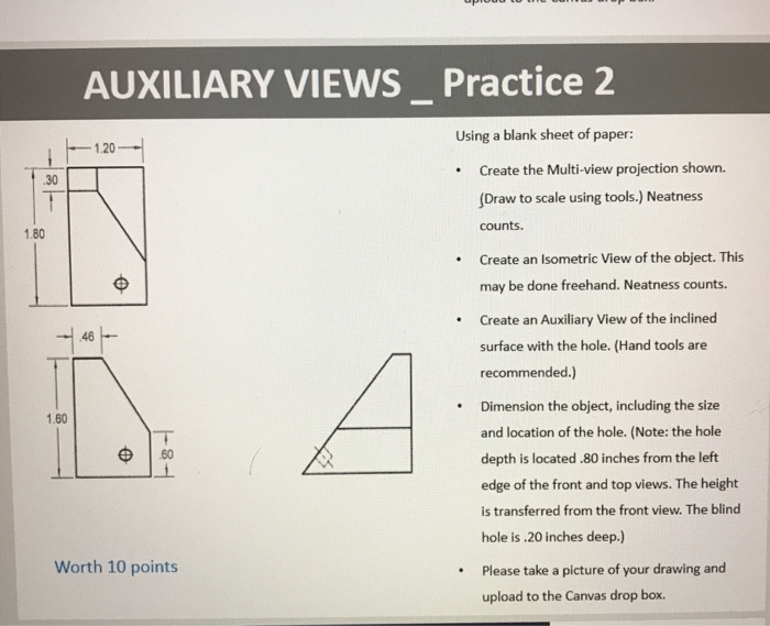 Solved AUXILIARY VIEWS_ Practice 2 Using a blank sheet of | Chegg.com