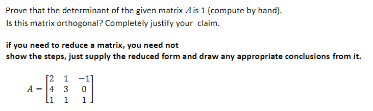 Solved Prove that the determinant of the given matrix A ﻿is | Chegg.com