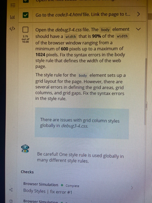 Solved Working with grids in css. There are six mistakes in | Chegg.com
