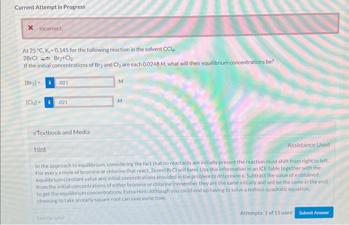 Solved At 25∘C,Kc=0.145 for the following reaction in the | Chegg.com
