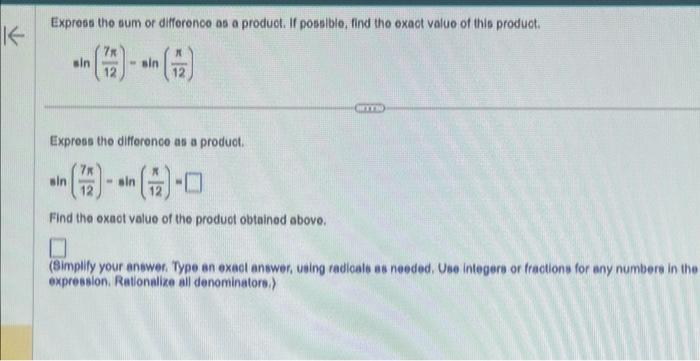 Solved Express the sum or difference as a producl. If | Chegg.com