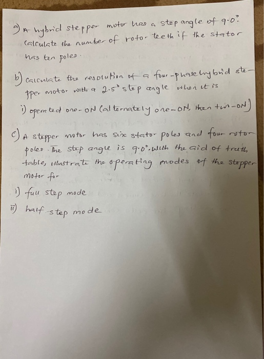 Solved hybrid stepper motor has a step angle of 9.0 | Chegg.com